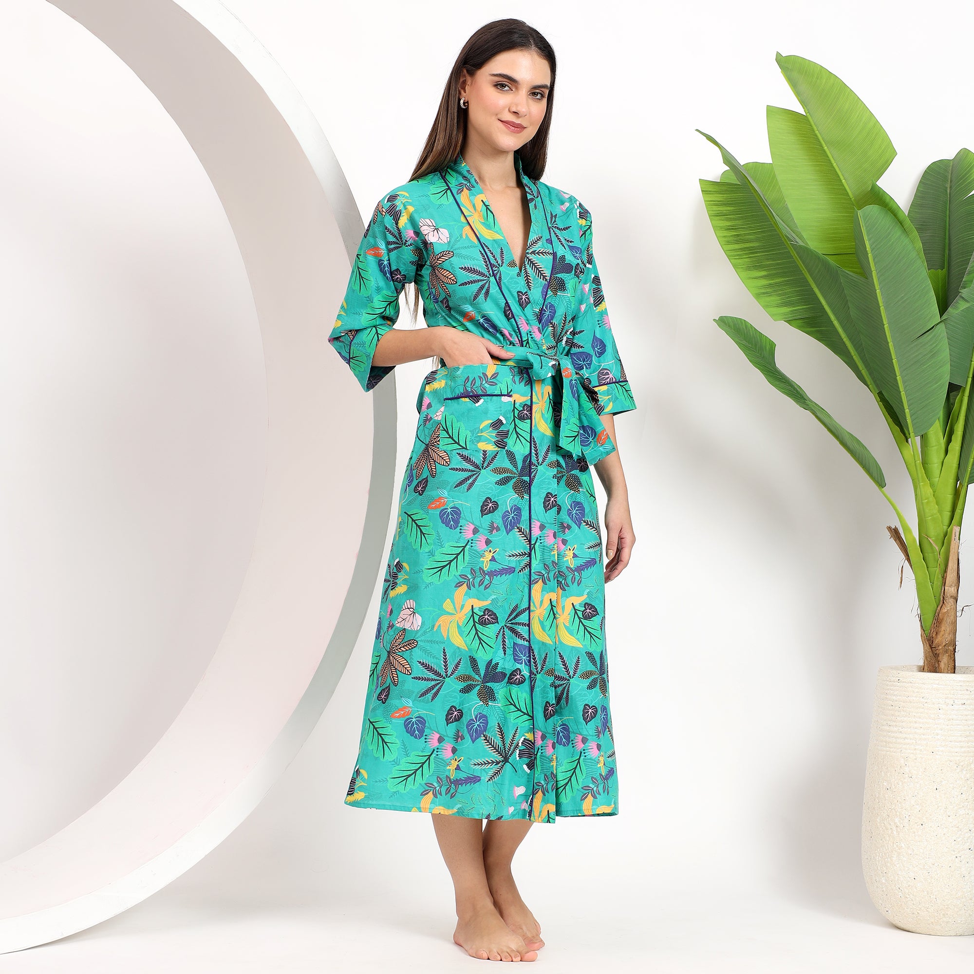 Vintage Floral Kimono Robe – Long Japanese Style Robes for Women – Indo ...