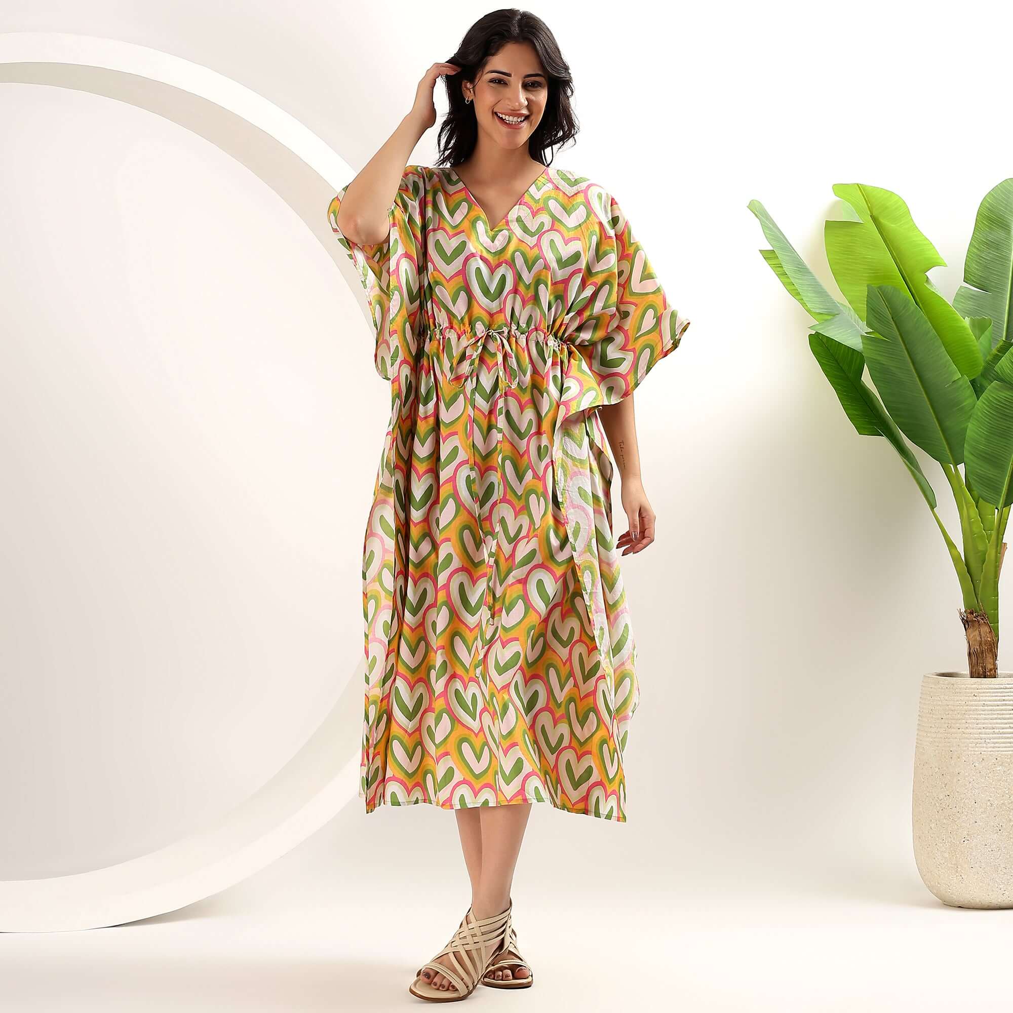 Block Print Cotton Kaftan – Indian Caftan Dress For Women – Indo Libas